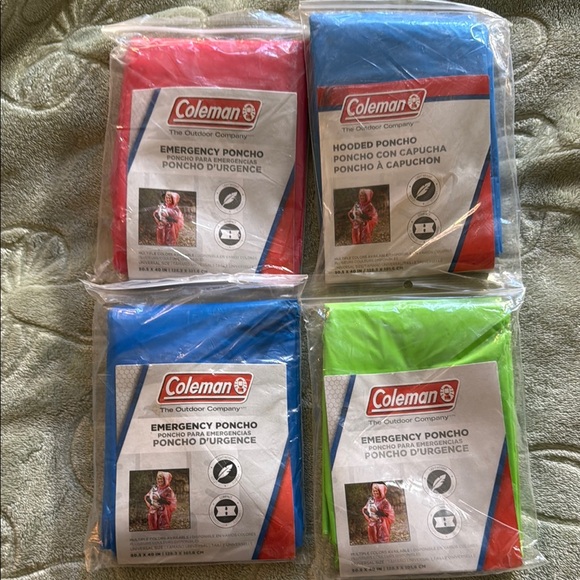 Other | Coleman Emergency Poncho Set Red Blue Green | Poshmark